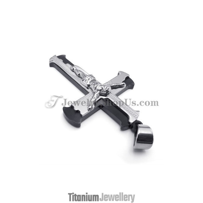 Classical Black Titanium Cross Of Jesus Pendant | Canadian Titanium ...